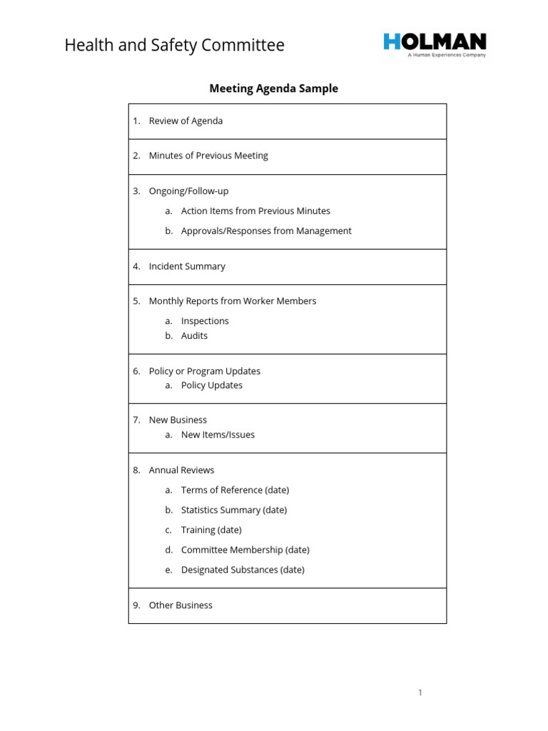 Health and Safety Committee Agenda | PDF