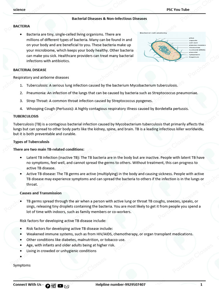 Bacterial Diseases Overview and Symptoms | PDF | Tuberculosis | Infection