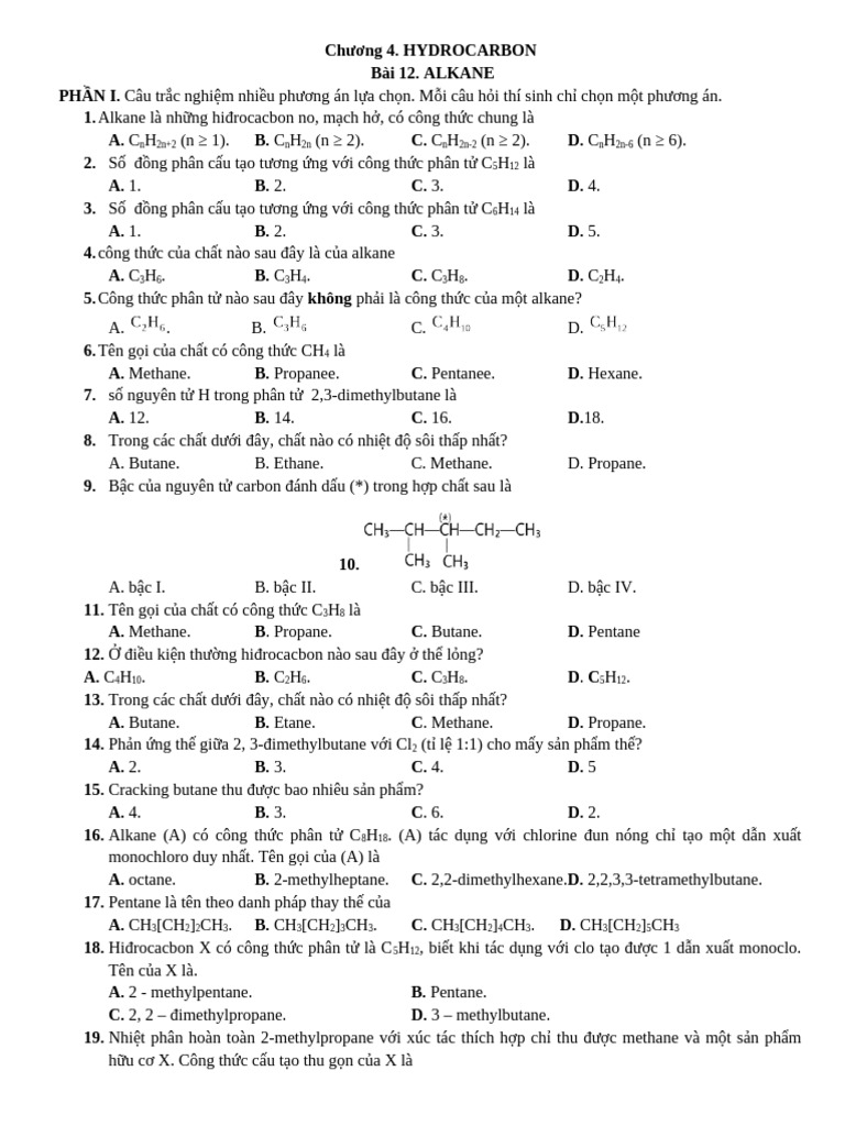 Alkane Alkene Alkyne Benzene | PDF