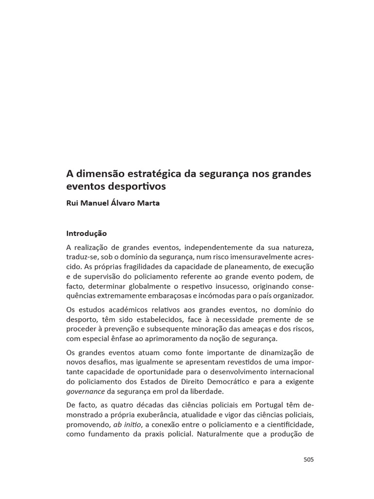 Marta - 2024 - A Dimensão Estratégica Da Segurança Nos Grandes Eventos ...