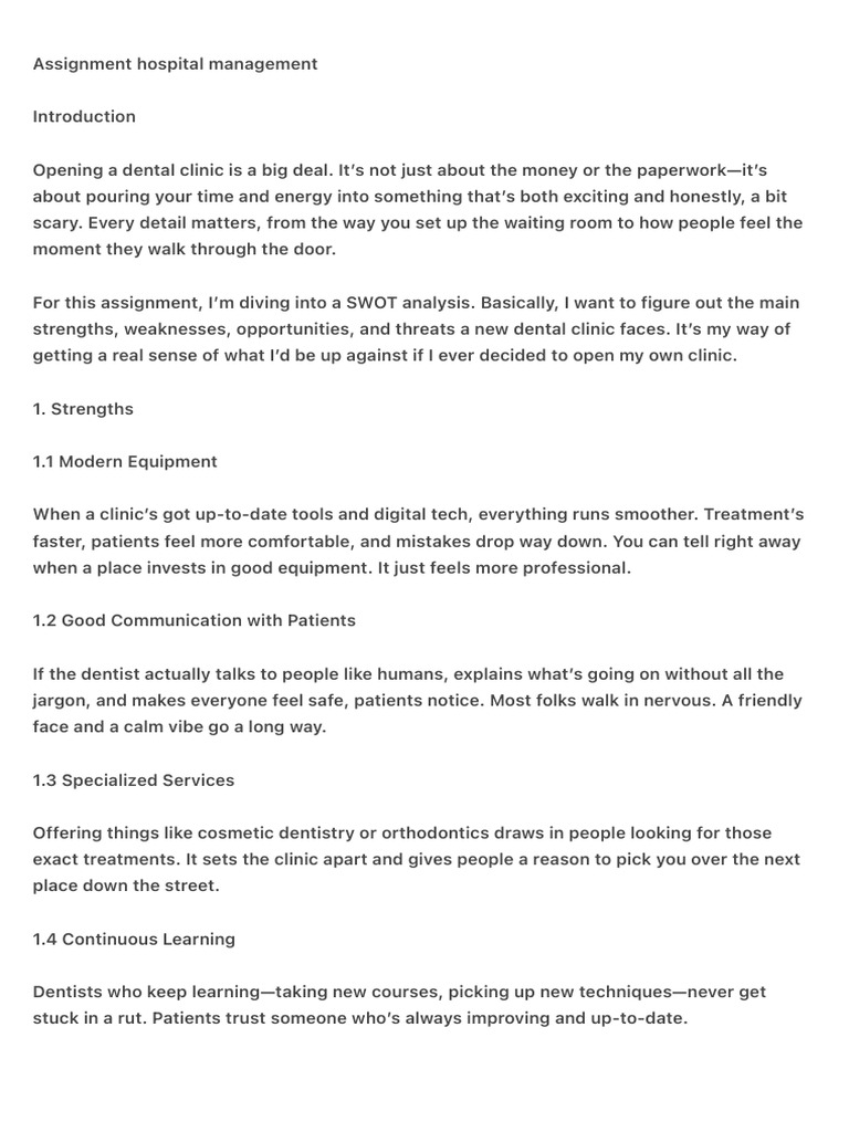 SWOT Analysis for Dental Clinic Success | PDF | Dentistry | Dentist