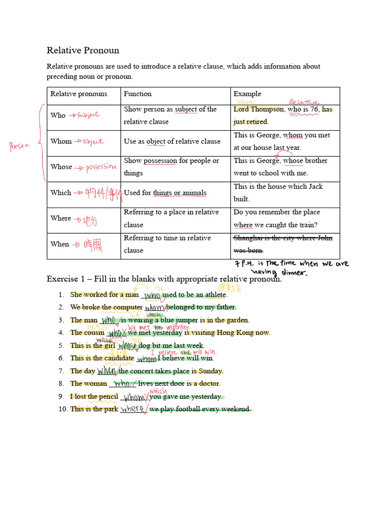 Understanding Relative Pronouns and Usage | PDF | Pronoun | Language ...