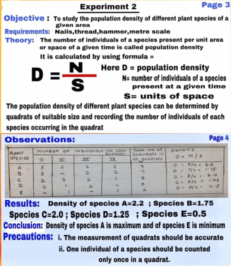 Plant Species Population Density Study | PDF | Density | Area