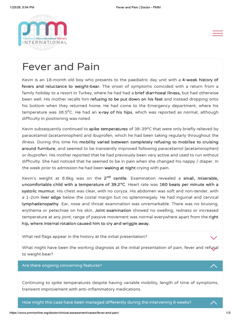 Case 2 - Fever and Pain | PDF | Immunology | Diseases And Disorders