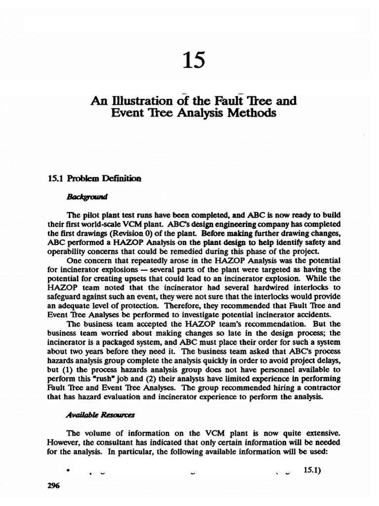 Fault Tree & Event Tree Analysis for VCM Incinerator | PDF ...