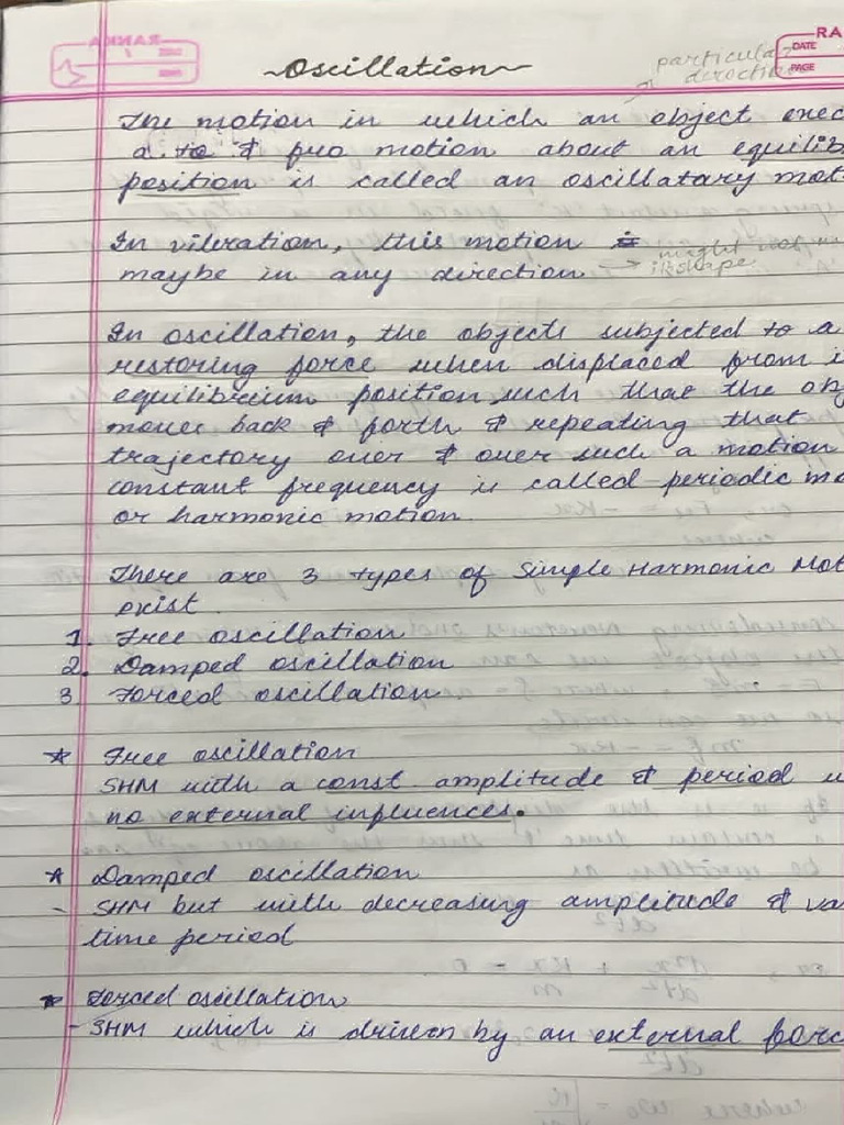 Physics Notes Oscillation | PDF