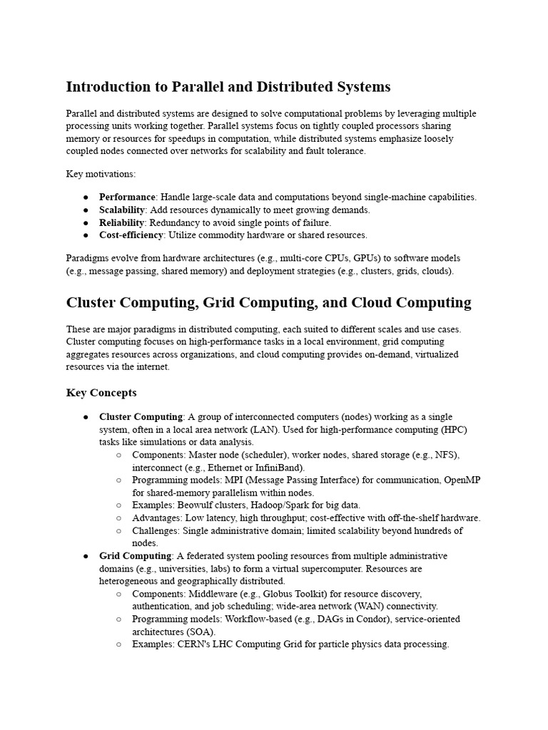 Overview of Parallel and Distributed Systems | PDF | Parallel Computing ...