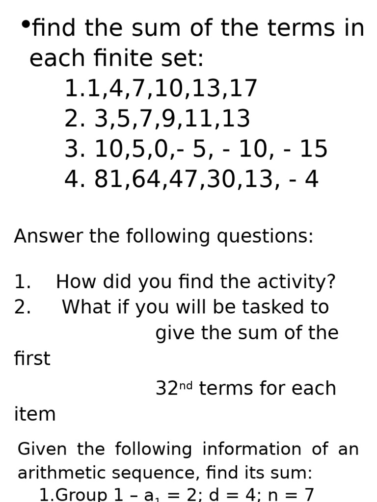 Sum of Arithmetic Sequences Explained | PDF | Numbers | Arithmetic
