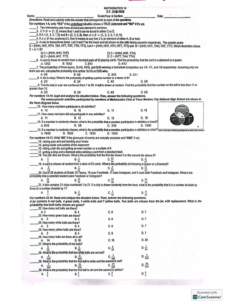 Probability Exam | PDF