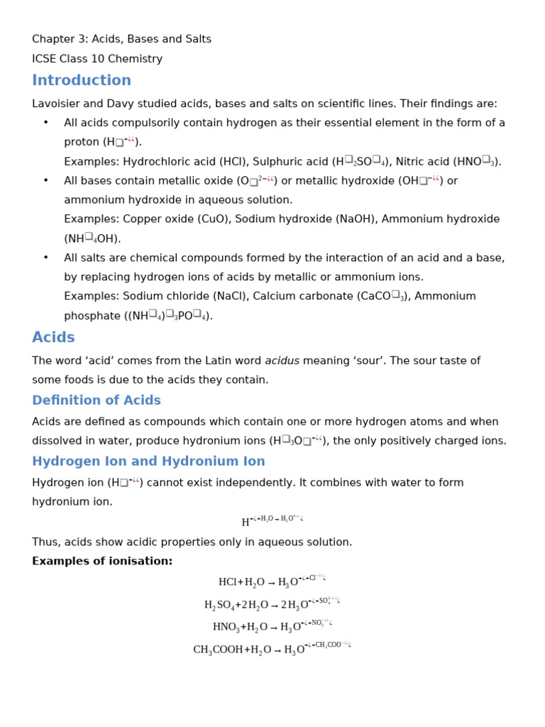 Acids, Bases, and Salts Overview | PDF | Acid | Hydroxide