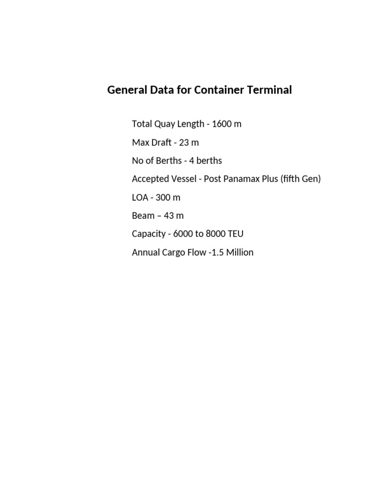 Container Terminal Specifications and Capacity | PDF