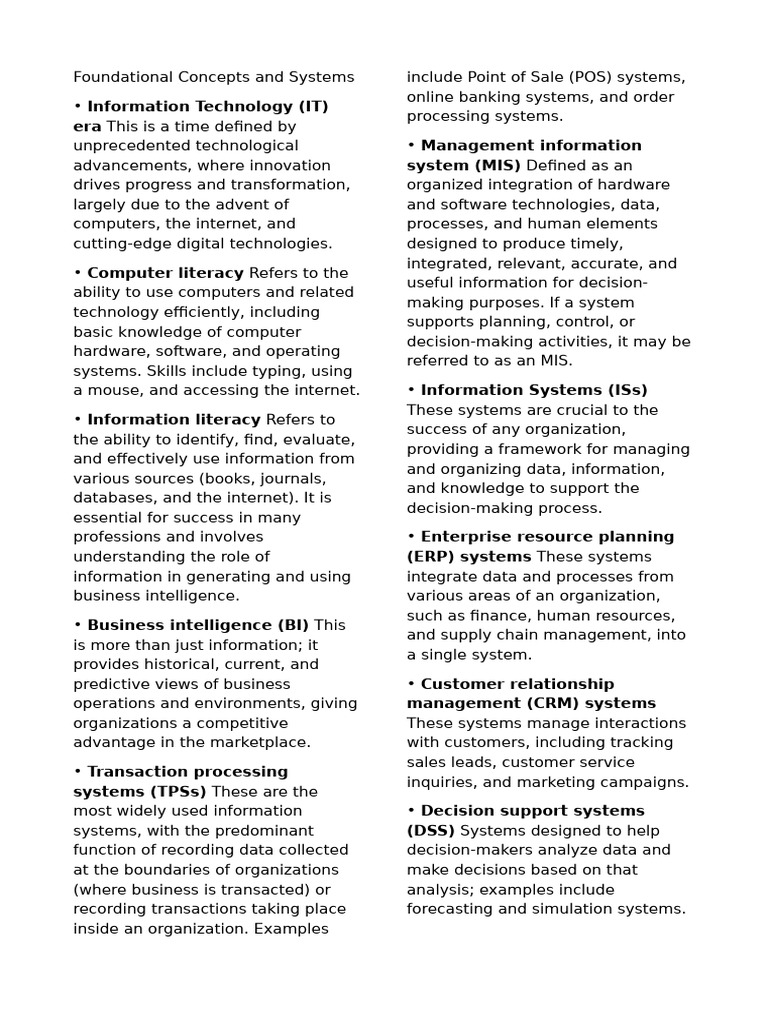 Key Concepts in Information Systems | PDF | Databases | Security