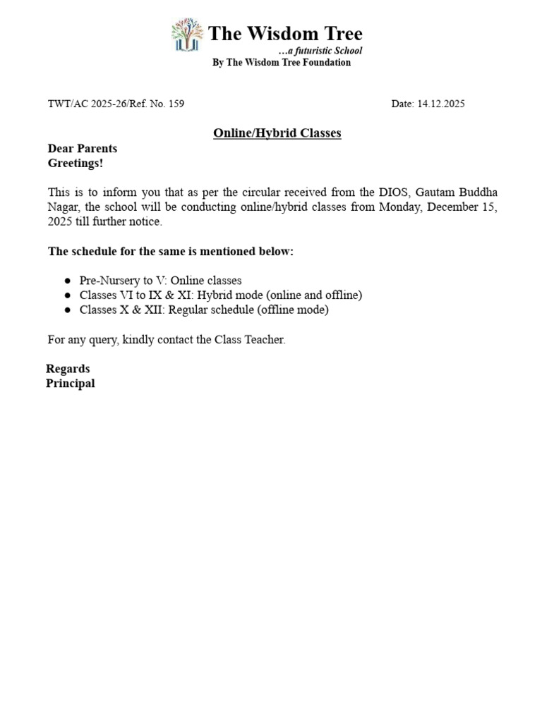 Circular No. 159 Online Classes Circular | PDF