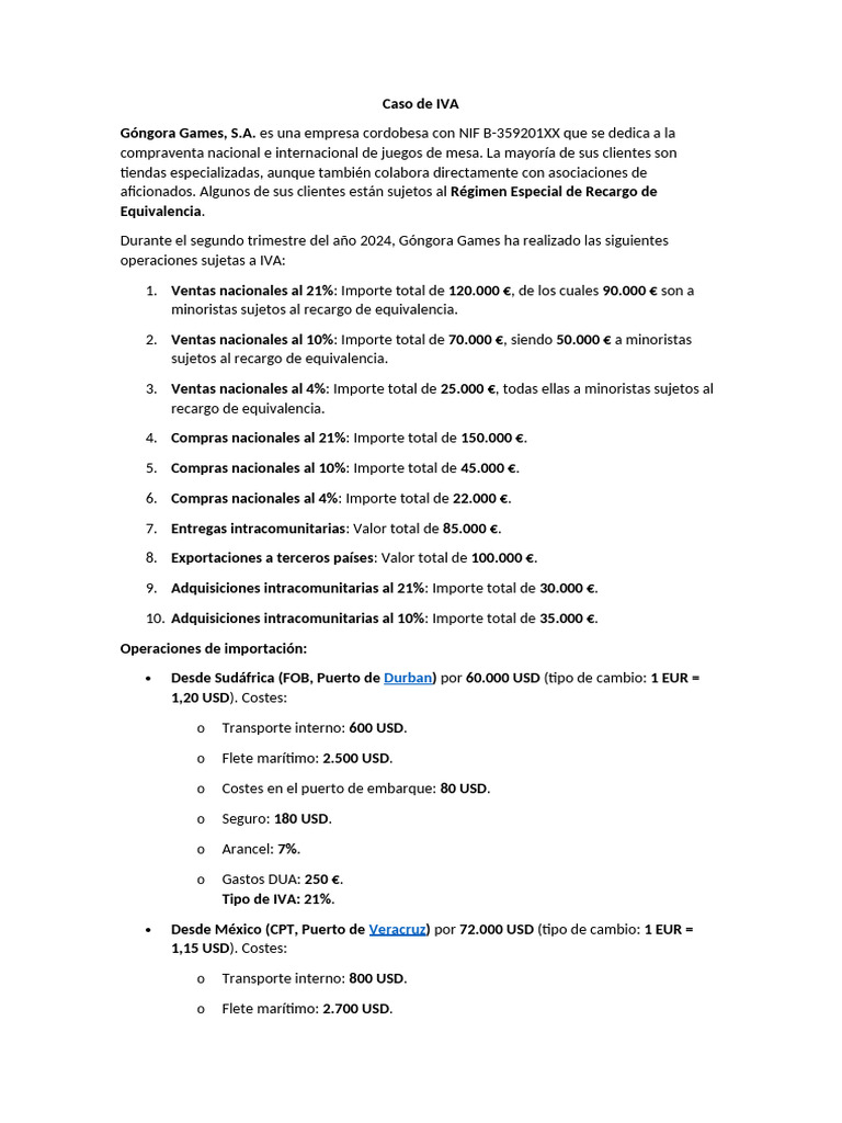 Declaración de IVA Góngora Games 2024 | PDF | Comercio | El comercio ...
