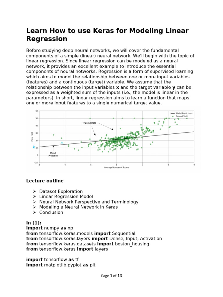 Keras Linear Regression Tutorial | PDF | Regression Analysis | Linear ...