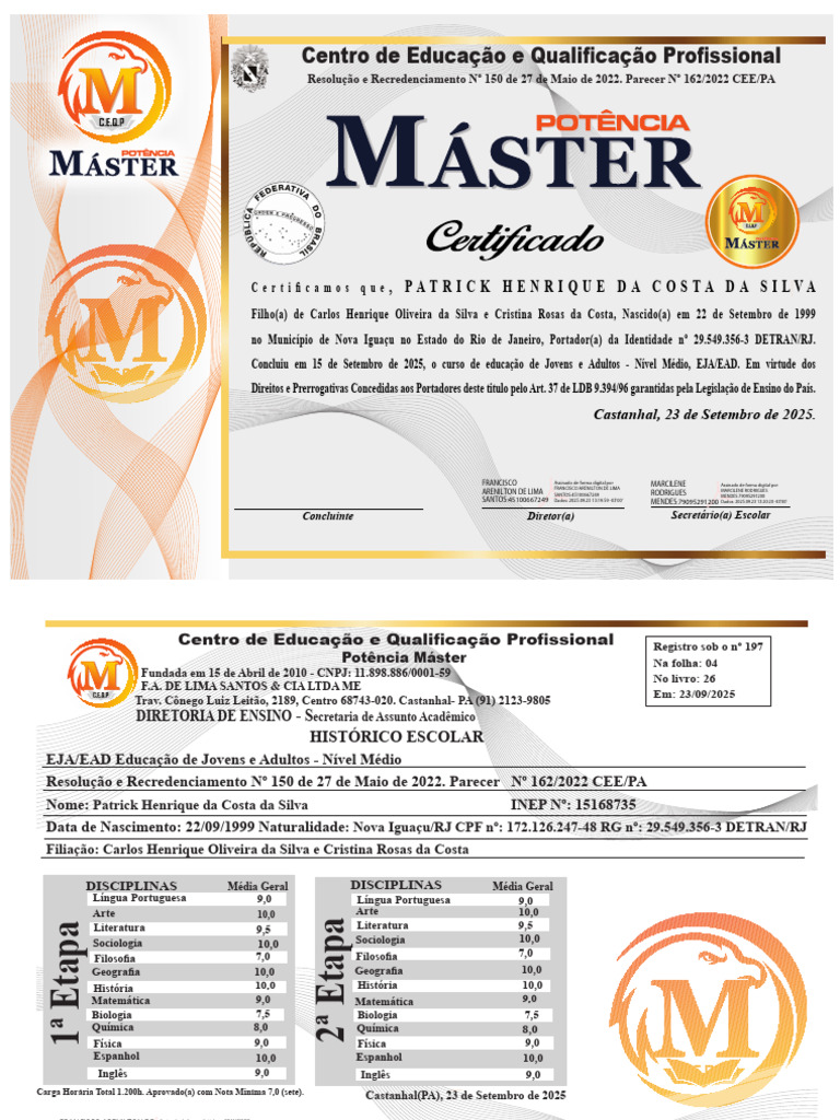 Certificado Digital Patrick Henrique Da Costa Da Silva Assinado | PDF