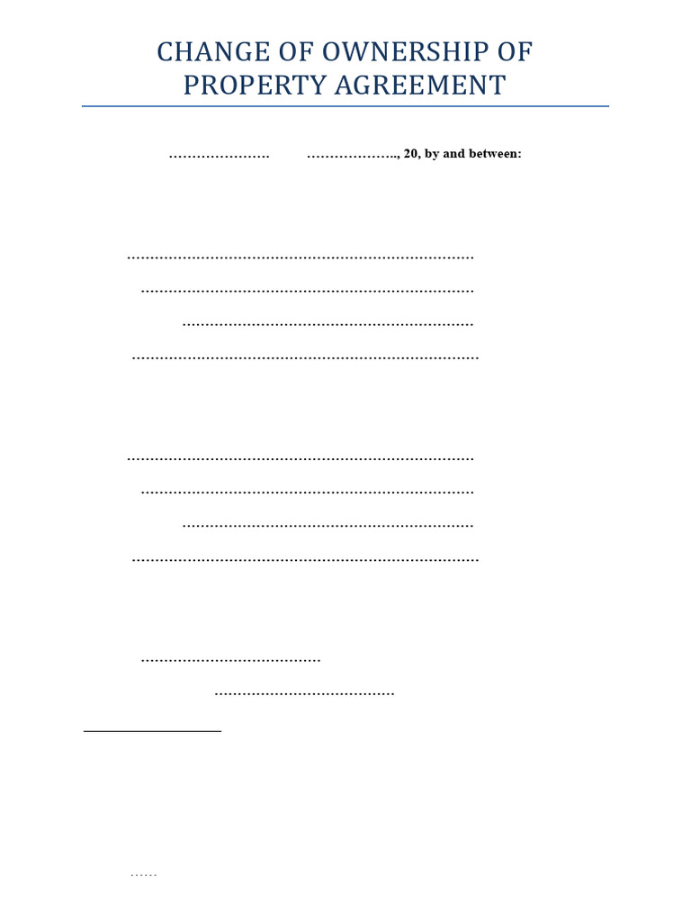Property Change of Ownership Agreement | PDF