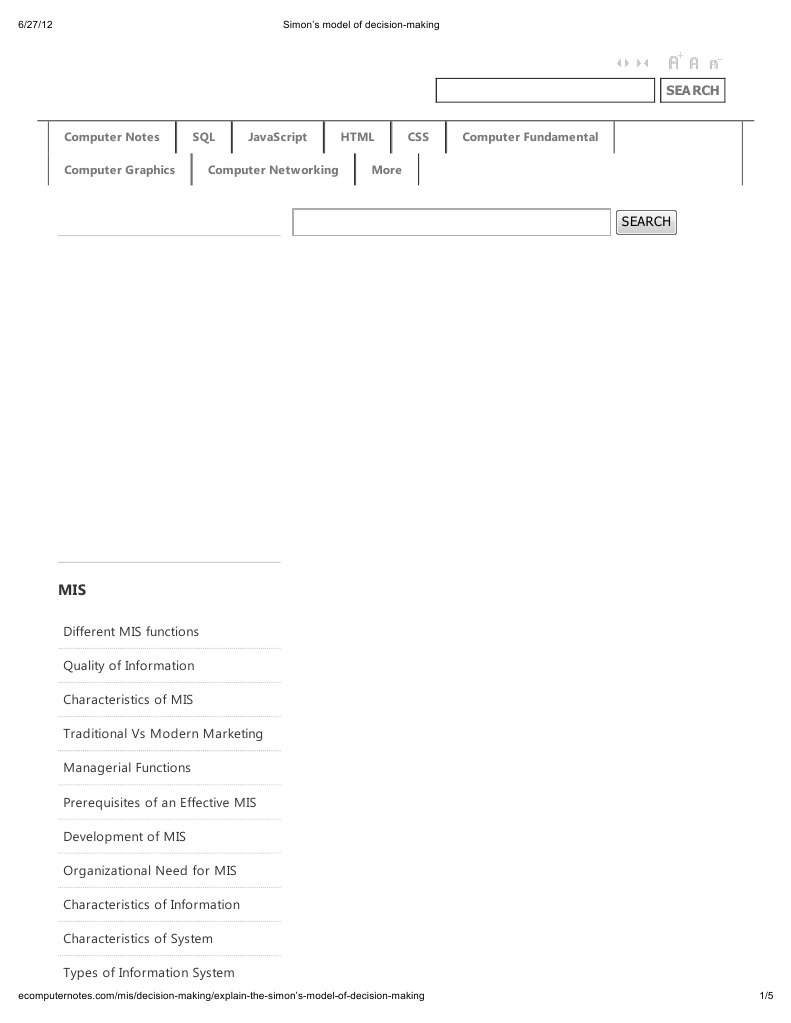 Simon's Decision-Making Model Explained | PDF | Management Information ...