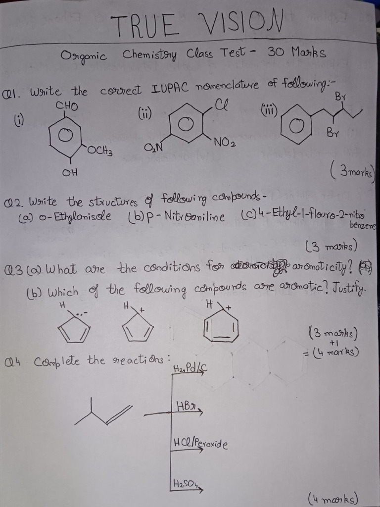 Organic Chemistry Test Questions and Answers | PDF