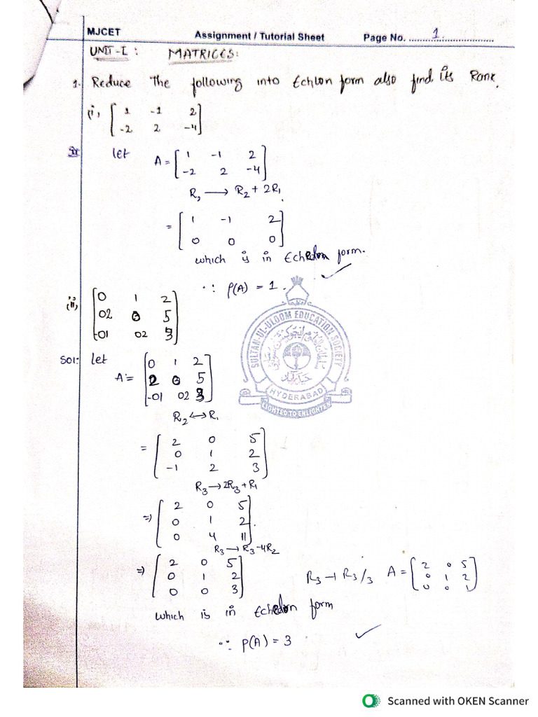 Matrices Notes (engineering mathematics) | PDF