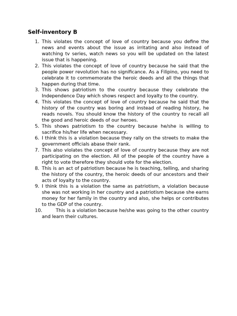 Self Inventory b | PDF