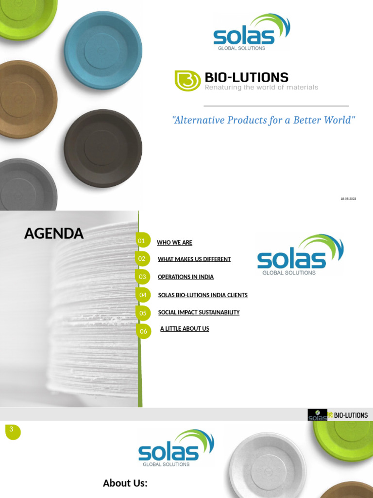 SOLAS Bio Tableware Presentation Rev Ver 2 | PDF | Sugarcane | Biodegradation