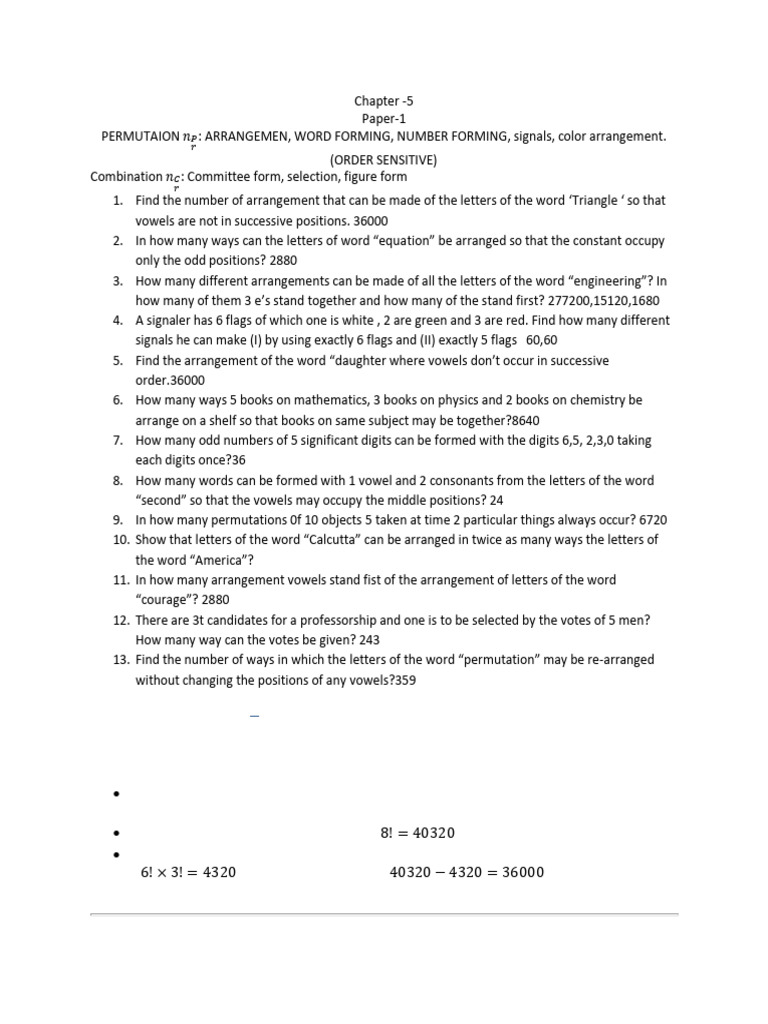 Permutations and Combinations Explained | PDF | Permutation | Consonant