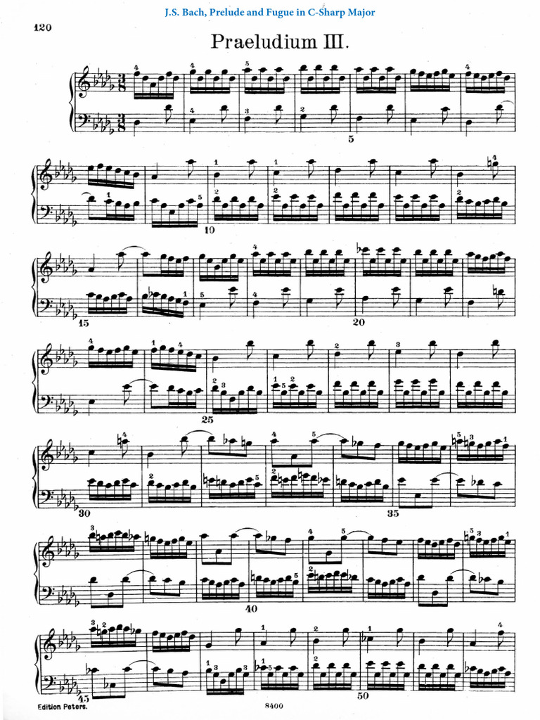 Bach Prelude and Fugue C# Major | PDF | Johann Sebastian Bach | Piano ...