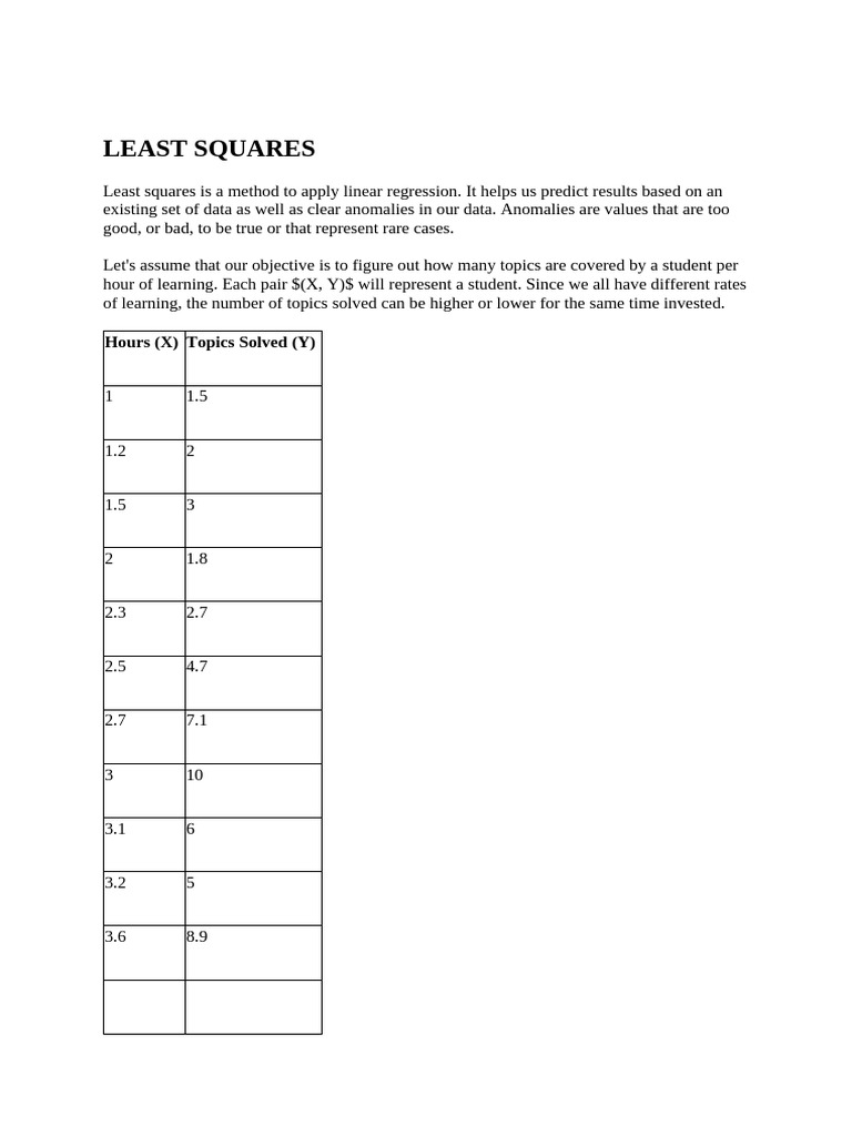 Least Squares Linear Regression Explained | PDF