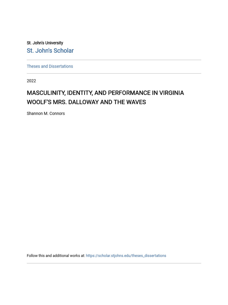 Masculinity and Identity in Woolf's Works | PDF | Mrs Dalloway | The Waves