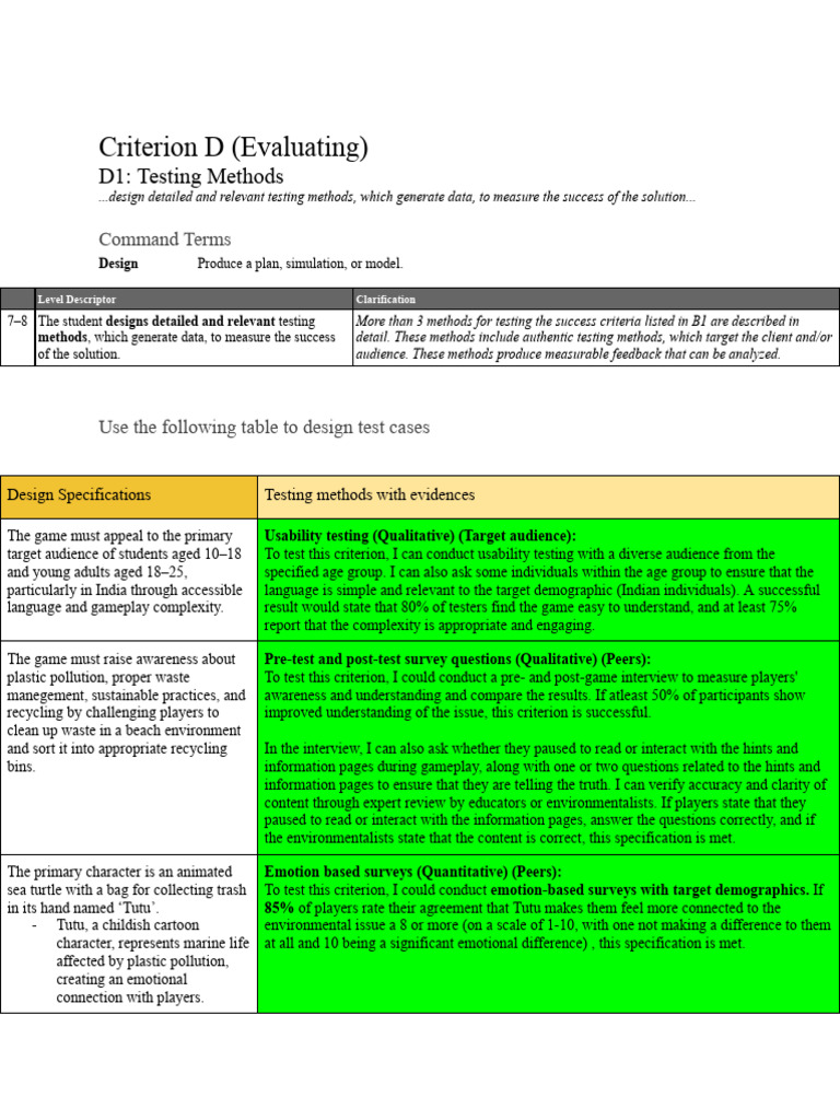 Copy of Criteria C & D Design | PDF | Usability | Ios