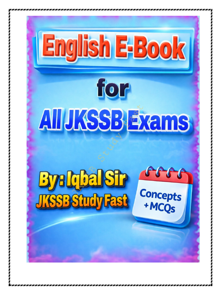 English Notes by JKSSB Study Fast-1 | PDF | Noun | Pronoun