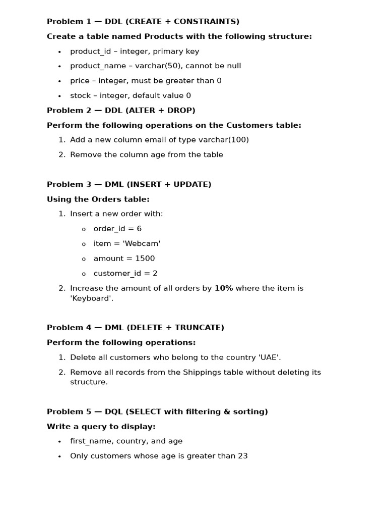SQL DDL, DML, and DQL Operations Guide | PDF