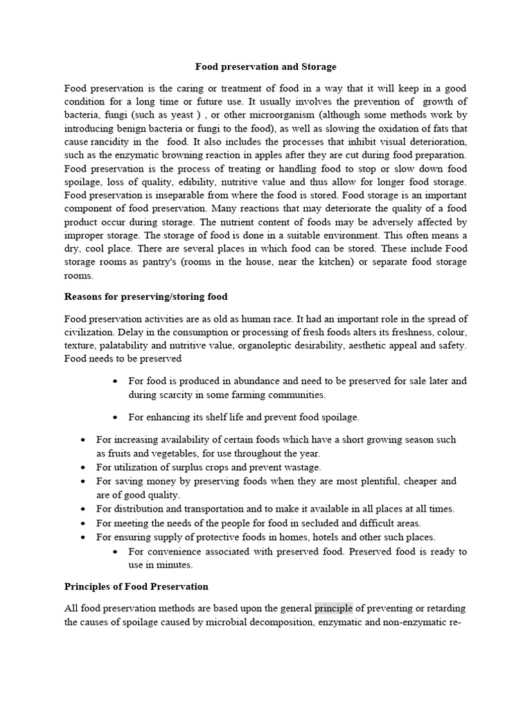 Food Preservation and Storage Techniques | PDF | Food Preservation ...