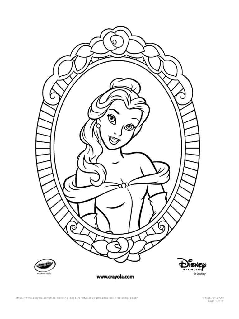Disney Princess Belle Free Coloring Page for Kids | Crayola.com | PDF