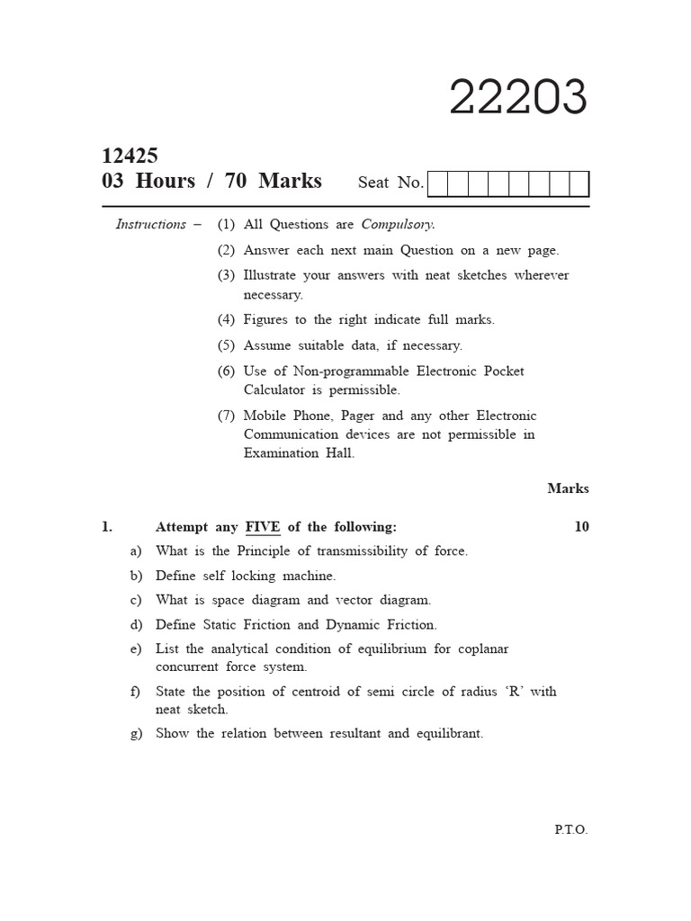 22203-2024-winter-question-paper | PDF | Force | Machines