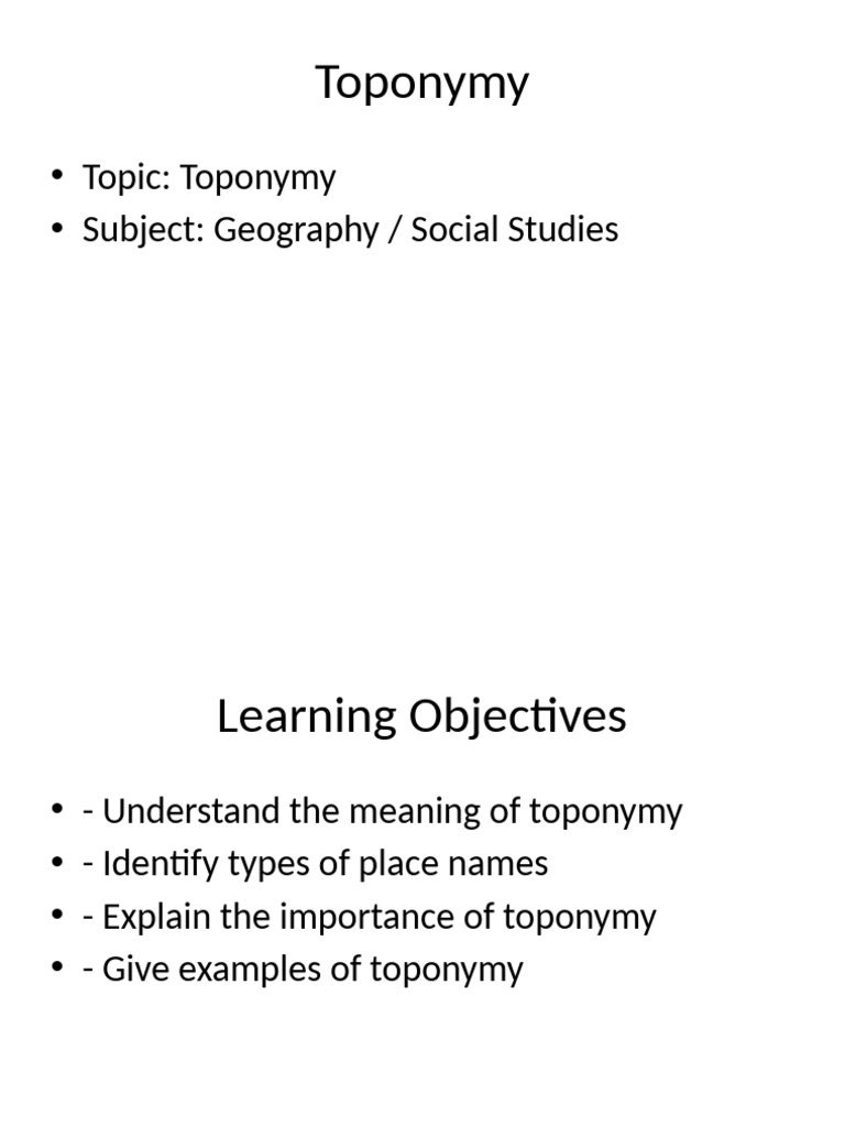 Toponymy Presentation | PDF