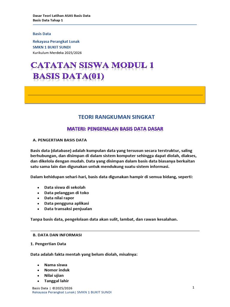 Pengenalan Dasar Basis Data untuk RPL | PDF