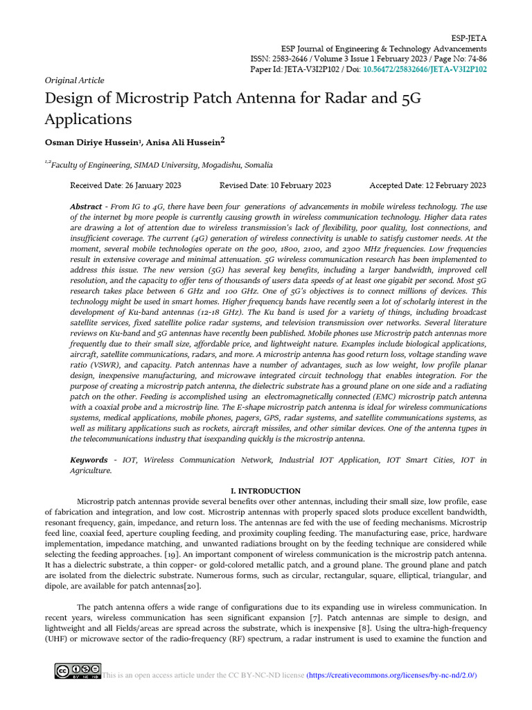 Microstrip Patch Antenna for 5G | PDF | Antenna (Radio) | Radio