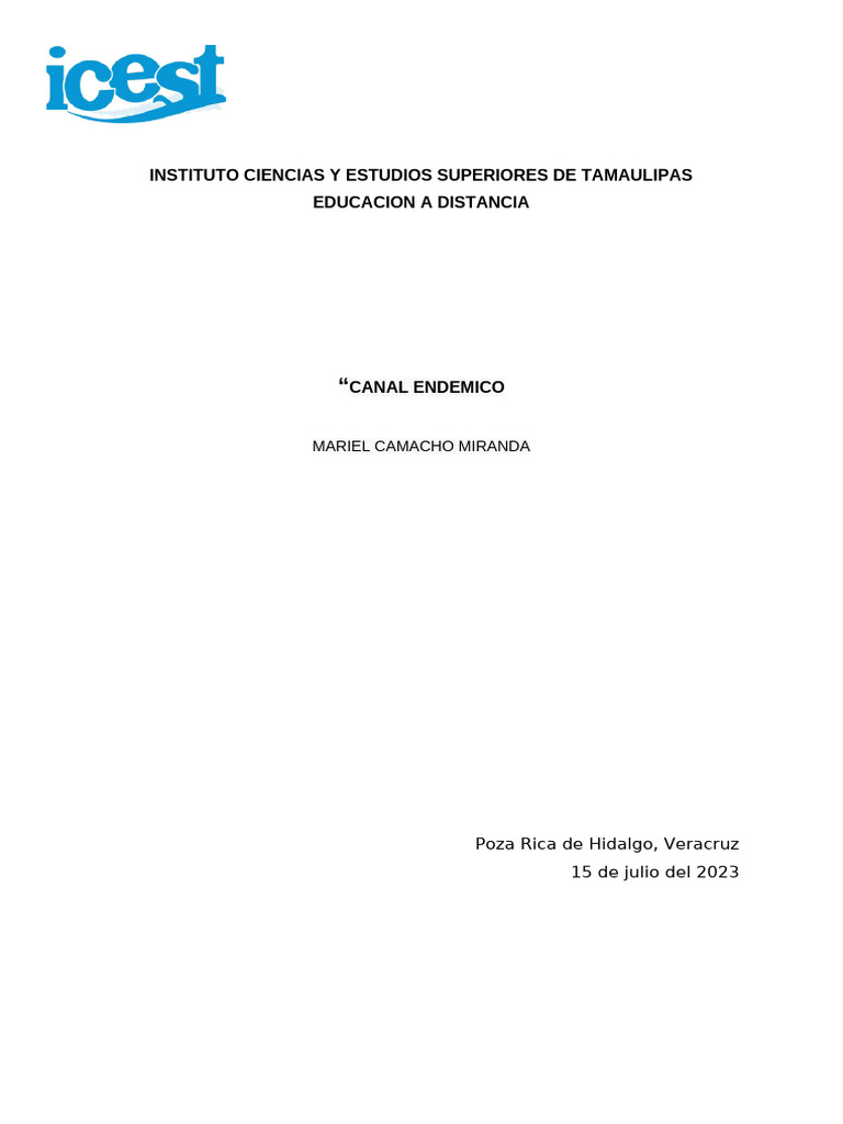 Actividad de Aprendizaje Bloque Ii_canal Endémico | PDF | Medicina ...