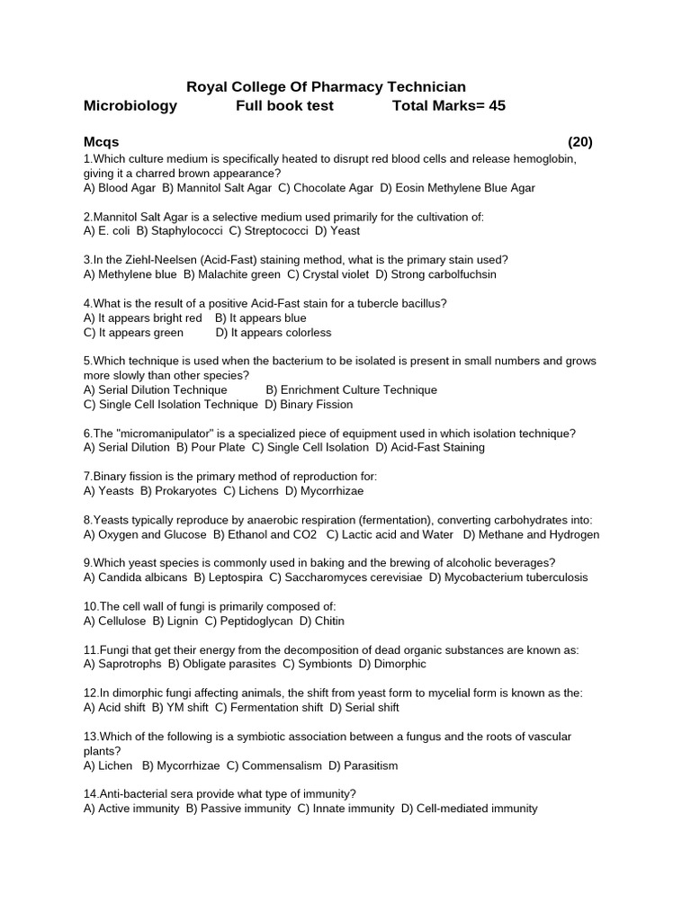 Microbiology Full Book Test | PDF | Yeast | Bacteria