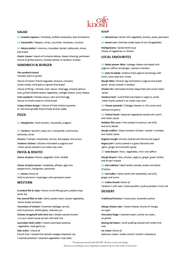 Cafe Knosh a La Carte Menu 27-06-22 | PDF | Curry | Pasta