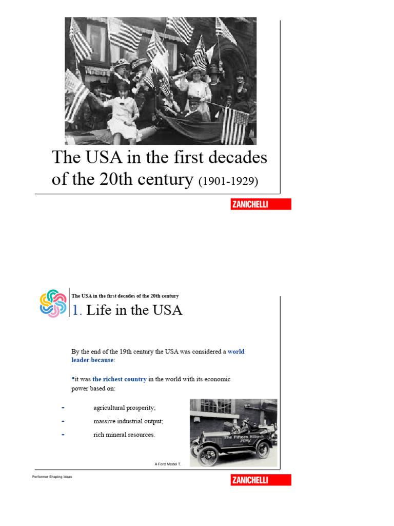 Performershapingideas 58 the USA in the First Decades of the 20th ...