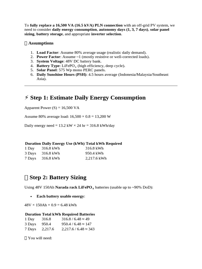 Off-Grid PV System Sizing Guide | PDF | Solar Power | Photovoltaic System
