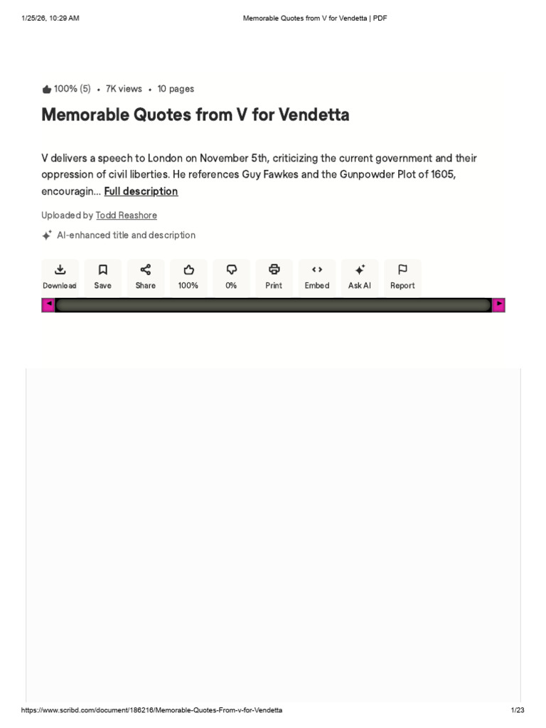 V for Vendetta Speech Analysis | PDF