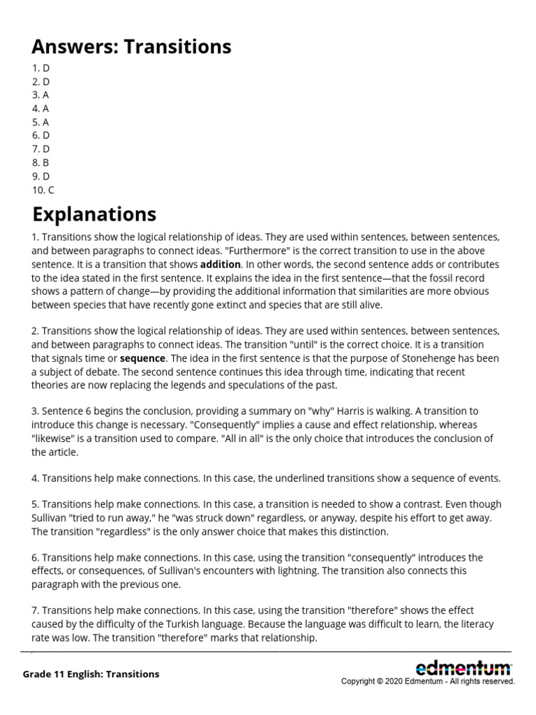 Understanding Transitions in Writing | PDF | John Steinbeck | Senses