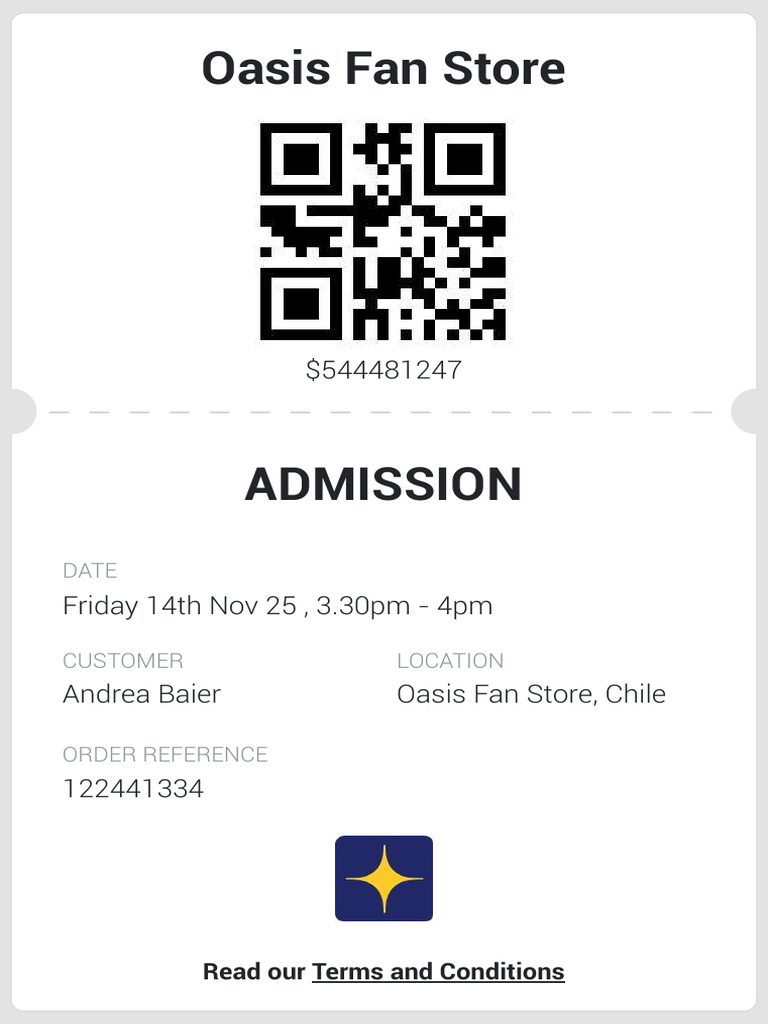 Oasis Fan Store Tickets 122441334 | PDF