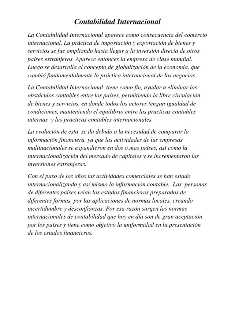 Contabilidad Internacional | PDF | normas internacionales de ...