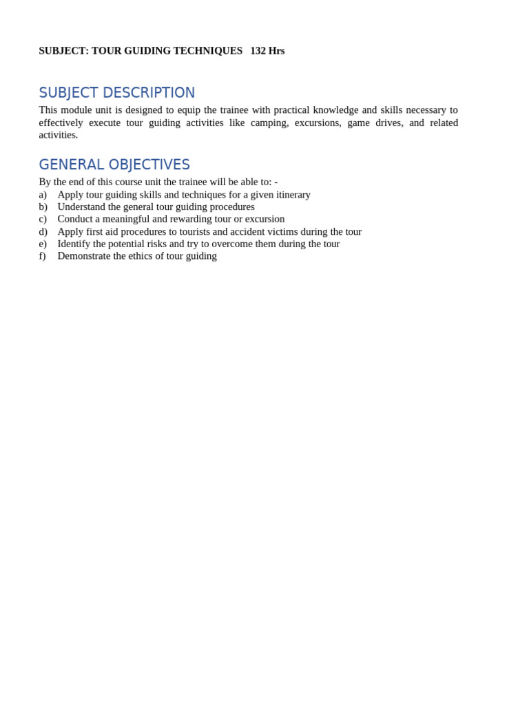 Tour Guiding Techniques Course Overview | PDF | Compass | Topography