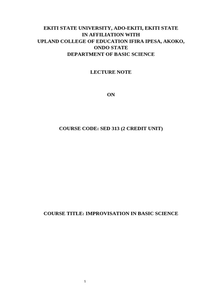 Improvisation in Basic Science Education | PDF | Teachers | Experiment